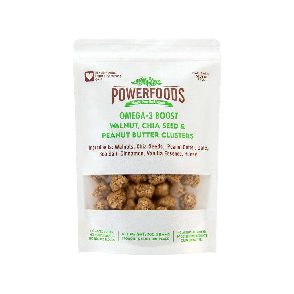 Omega-3 Boost Walnut, Chia Seed & Peanut Butter Clusters – Powerfoods